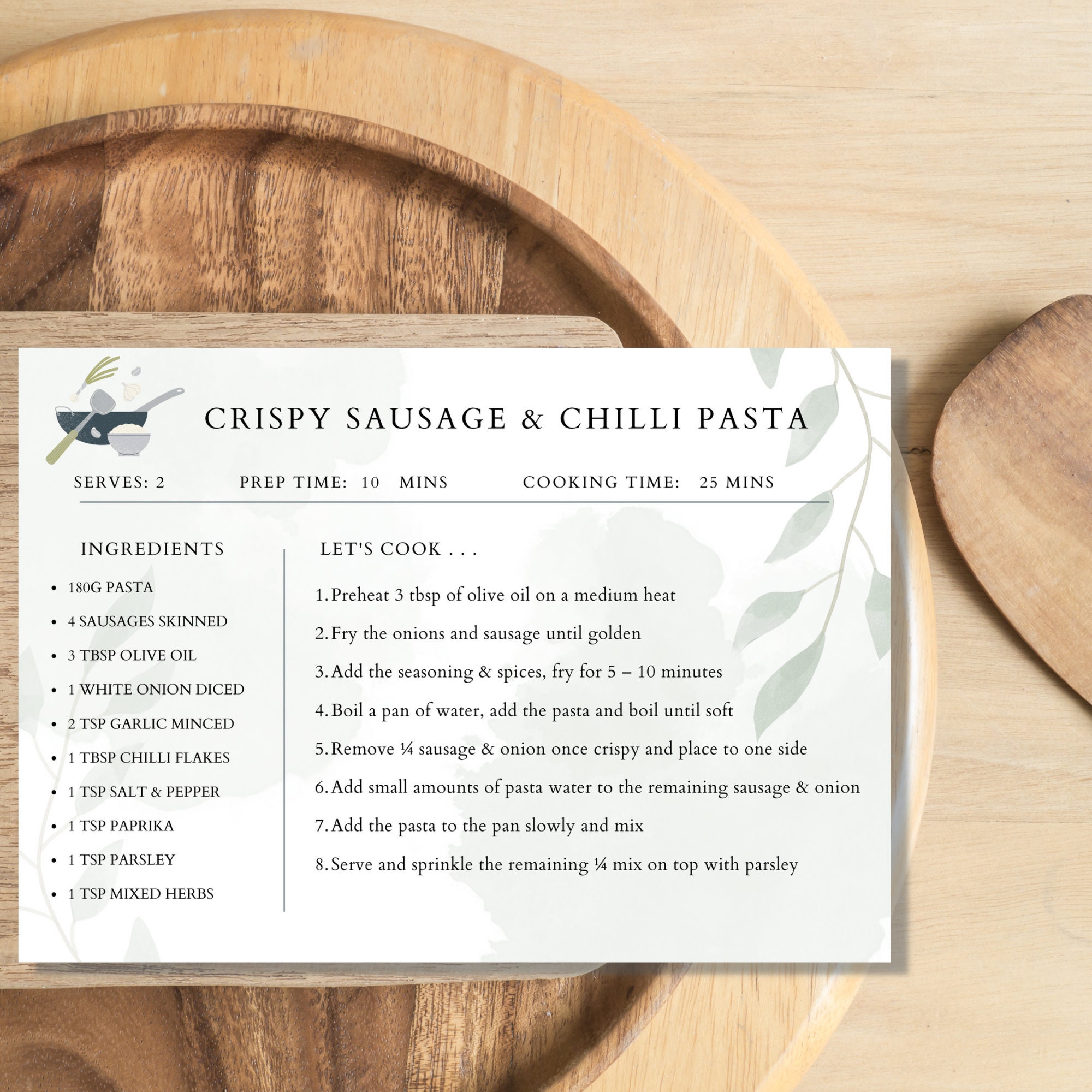 Editable Modern Recipe Cardrecipe Card Templateprintable Recipe ...