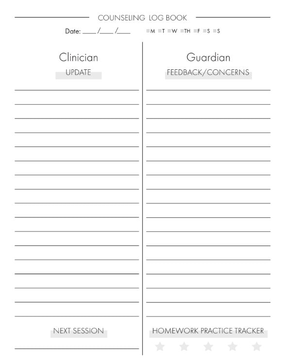 Counseling Log Book Template - Etsy