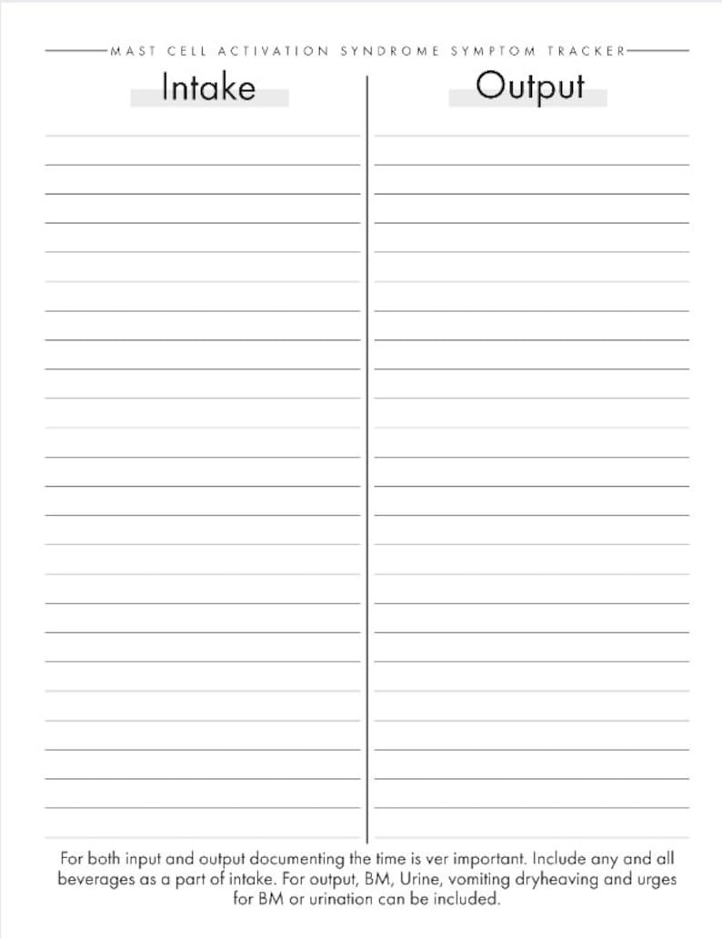 Mast Cell Syndrome Symptom Tracker - Etsy