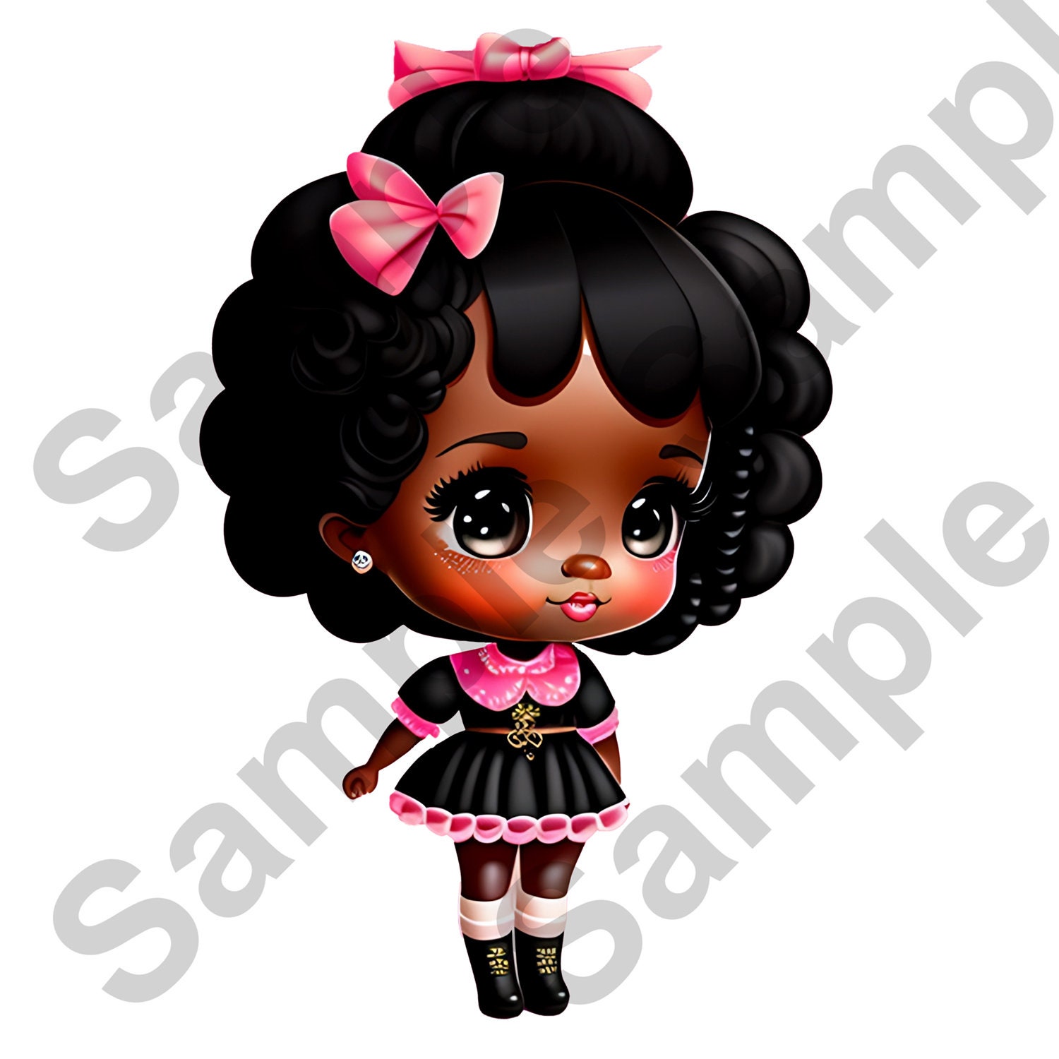 Adorable Chibi Girl Clip Art Set 2 8 Black Girls Png Jpg - Etsy