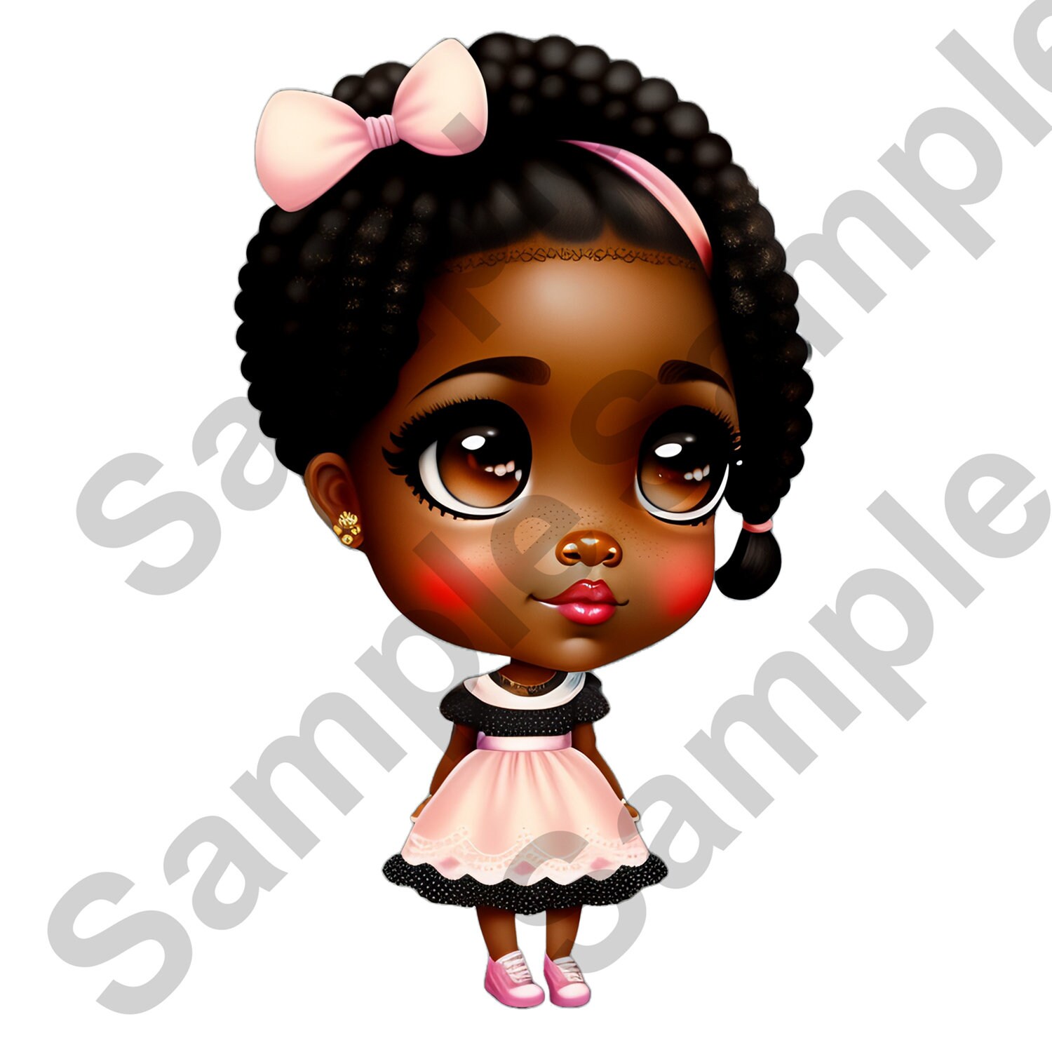 Adorable Chibi Girl Clip Art Set 2 8 Black Girls Png Jpg - Etsy