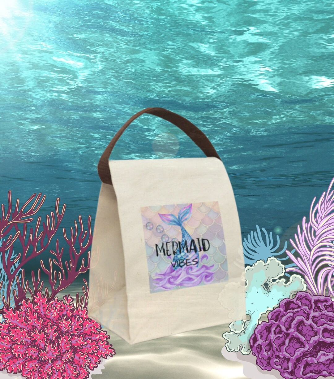 Mermaid Canvas Lunch Bag Lunch Box Cute Kids Lunch Bag Back - Etsy