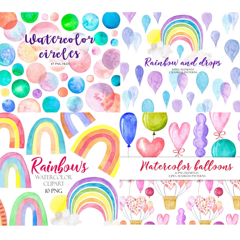 Watercolor Clipart Bundle, Holiday, Abstract Watercolor, Flowers ...