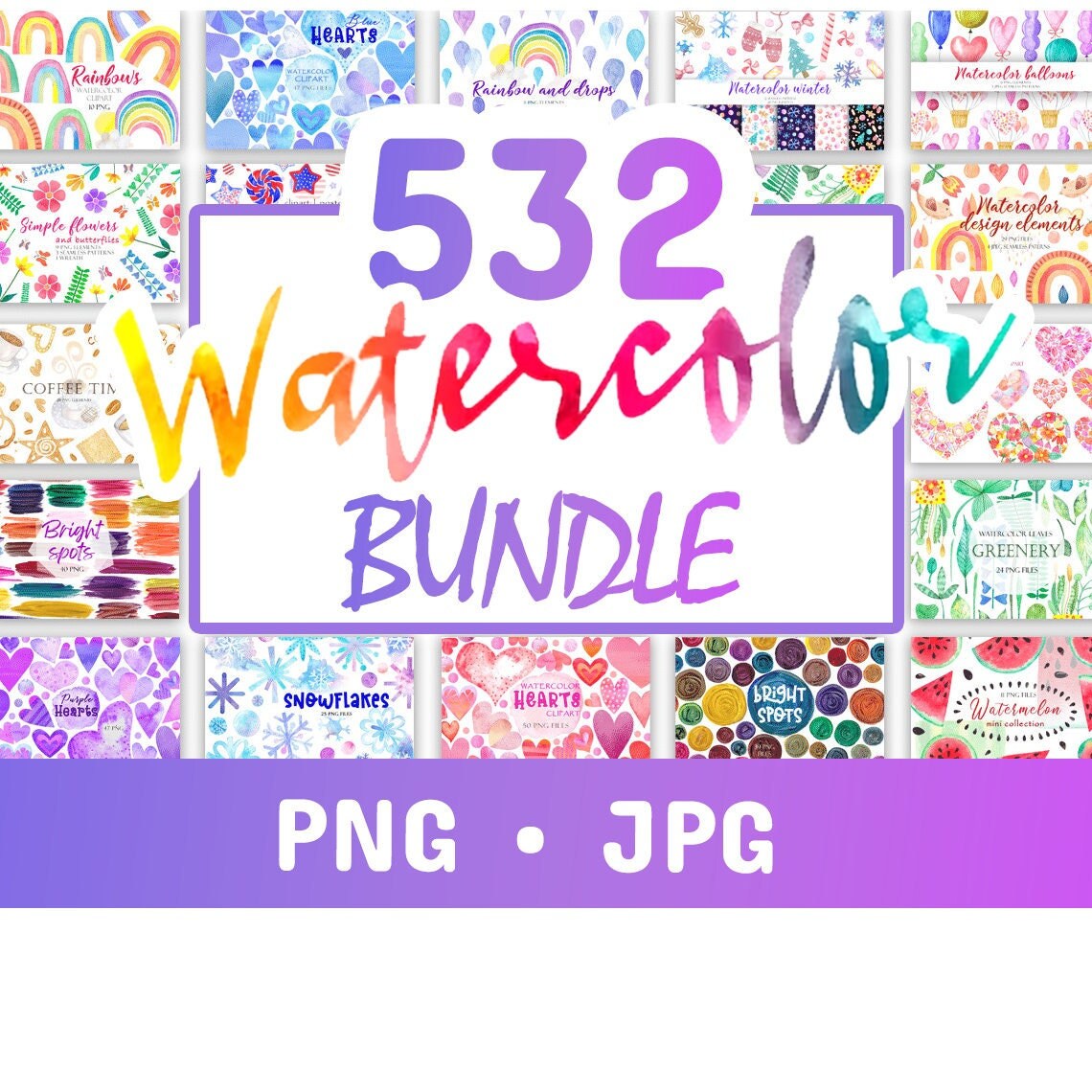 Watercolor Clipart Bundle, Holiday, Abstract Watercolor, Flowers ...