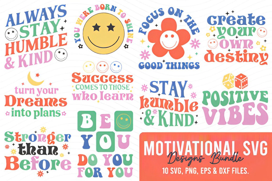 50 Retro Motivational Quotes Svg Bundle Retro Motivational - Etsy