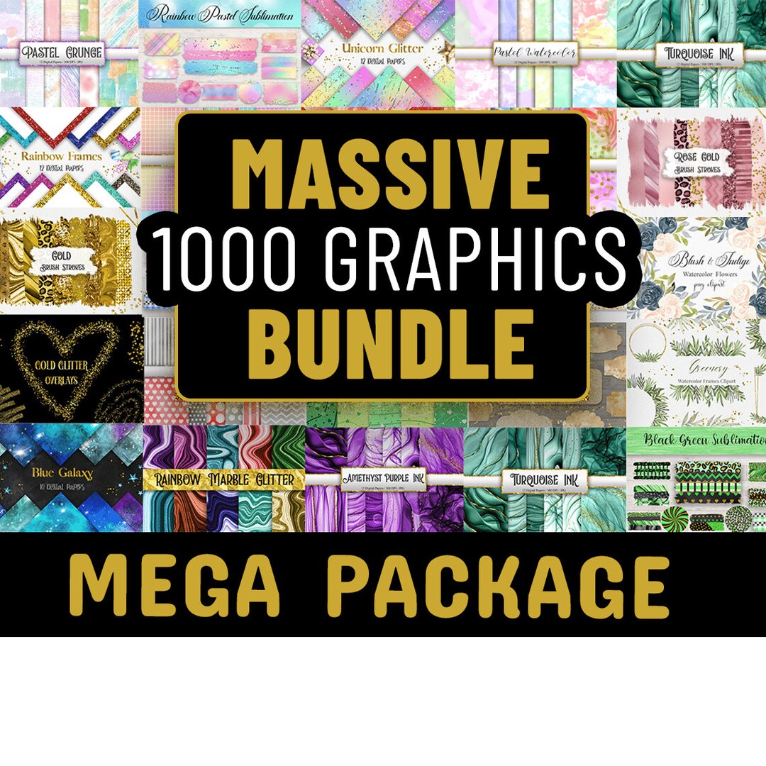 Massive Graphics Bundle Digital Papers Clipart Sublimation - Etsy