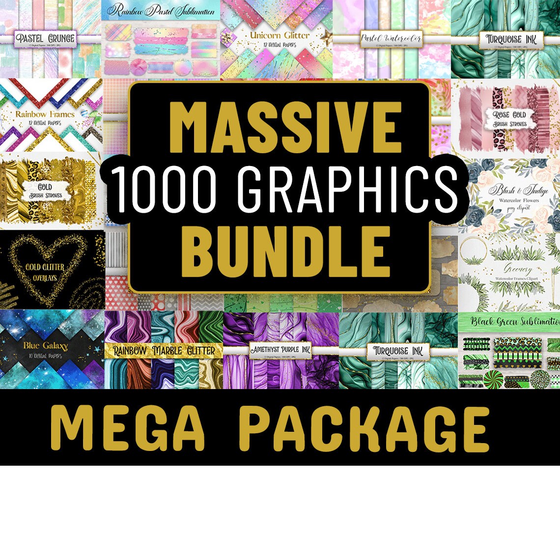 Massive Graphics Bundle Digital Papers Clipart Sublimation - Etsy