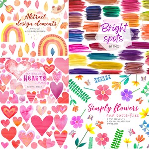 Watercolor Clipart Bundle, Holiday, Abstract Watercolor, Flowers ...
