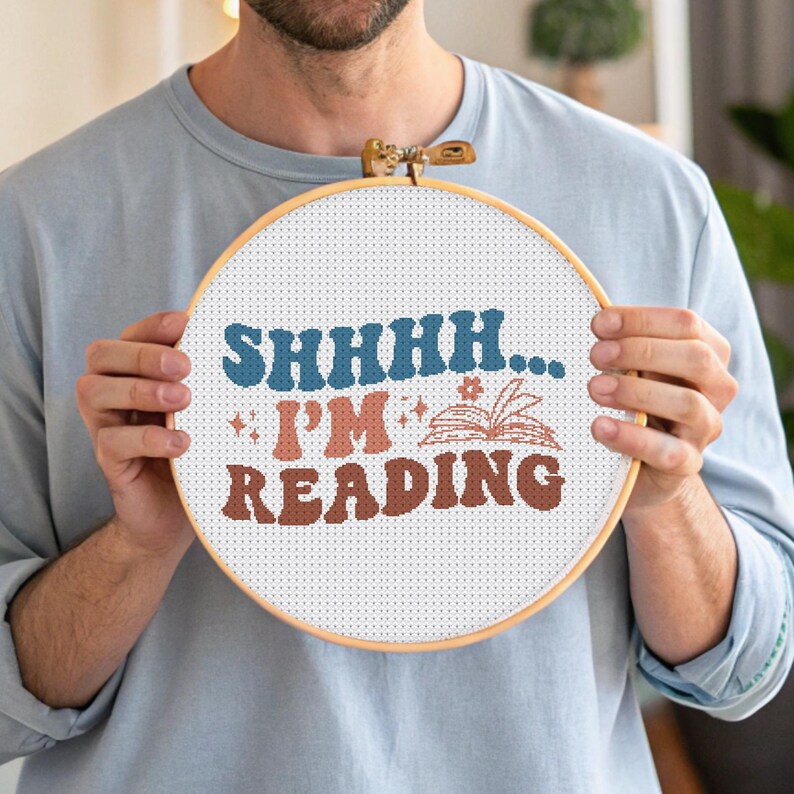 Shhhh I'm Reading Cross Stitch Pattern PDF, Reading Cross Stitch ...