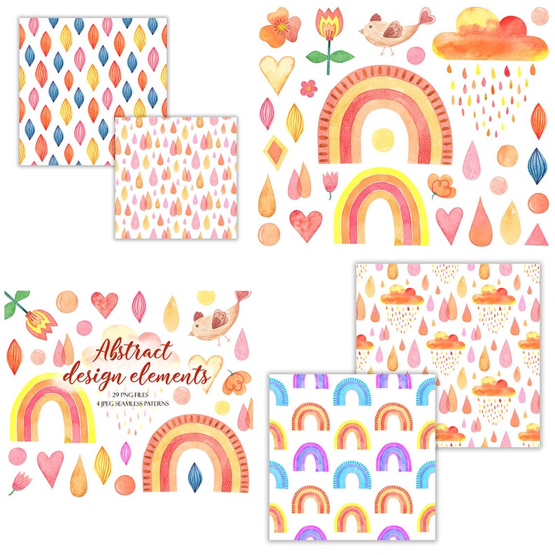 Watercolor Clipart Bundle, Holiday, Abstract Watercolor, Flowers ...