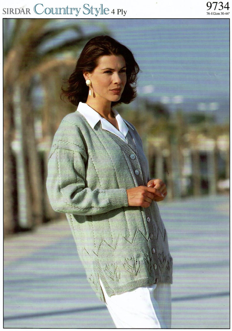 Ladies Women Cardigan 4 Ply Country Style Vintage Knitting Pattern PDF ...
