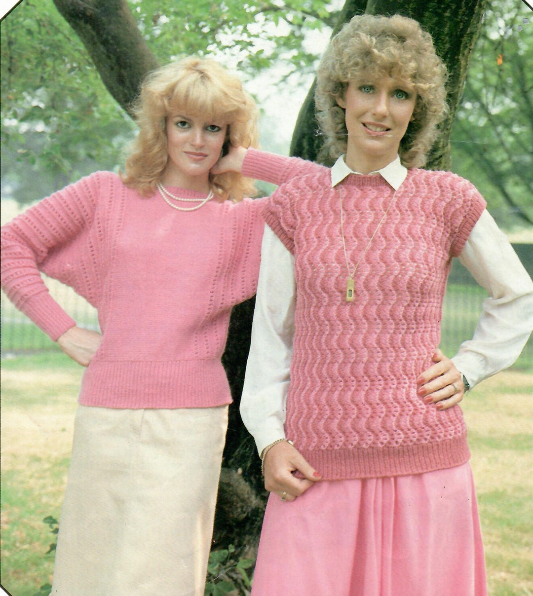 Ladies Women Slash Neck Sweater Sleeveless Top DK Knitting Pattern PDF ...