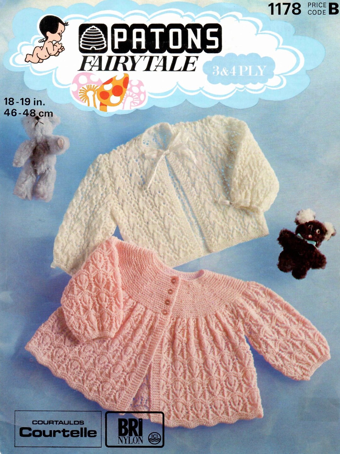 Children Matinee Coats Yoke and Ribbon Trimmed Knitting Pattern PDF ...