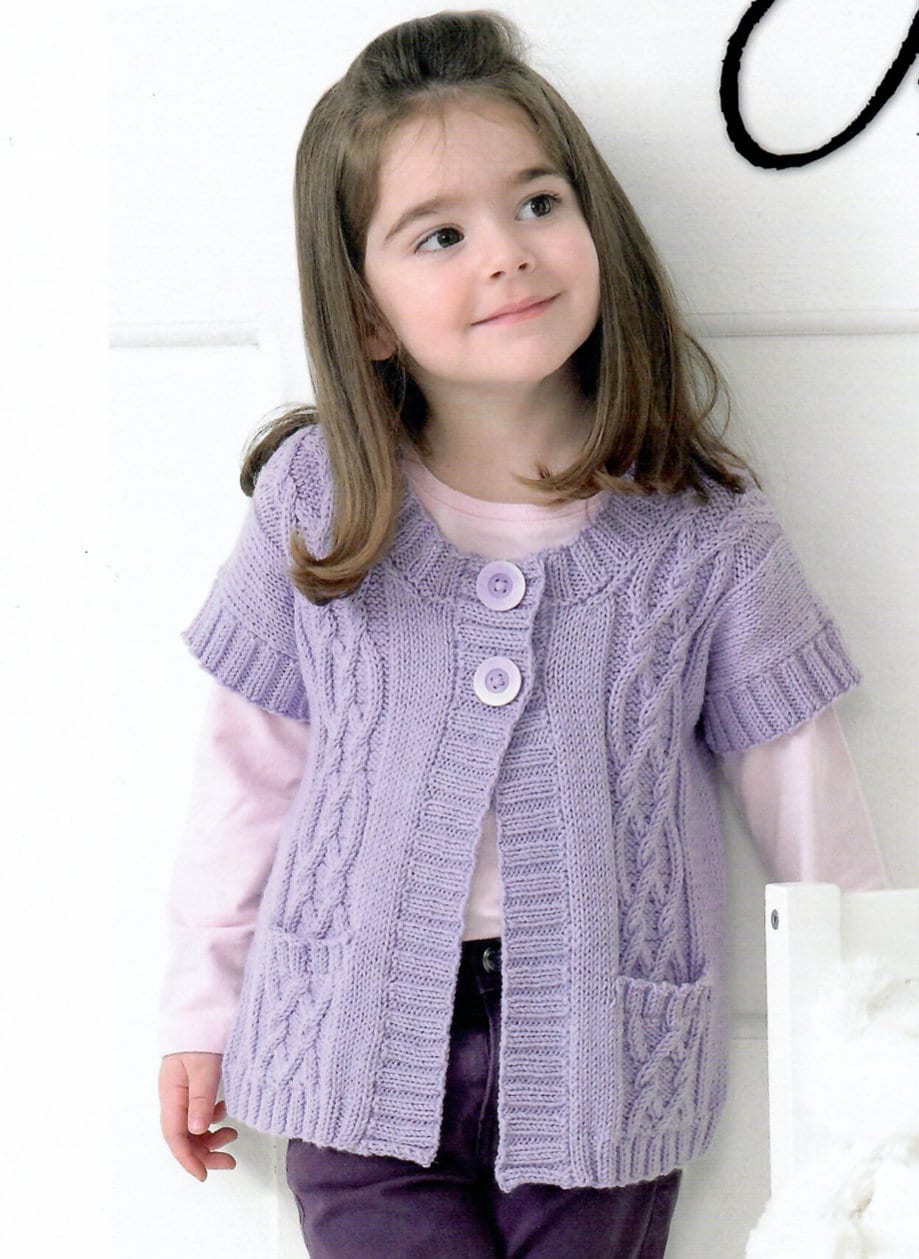 Girls Long Waistcoat DK Vintage Knitting Pattern PDF Instant Download ...