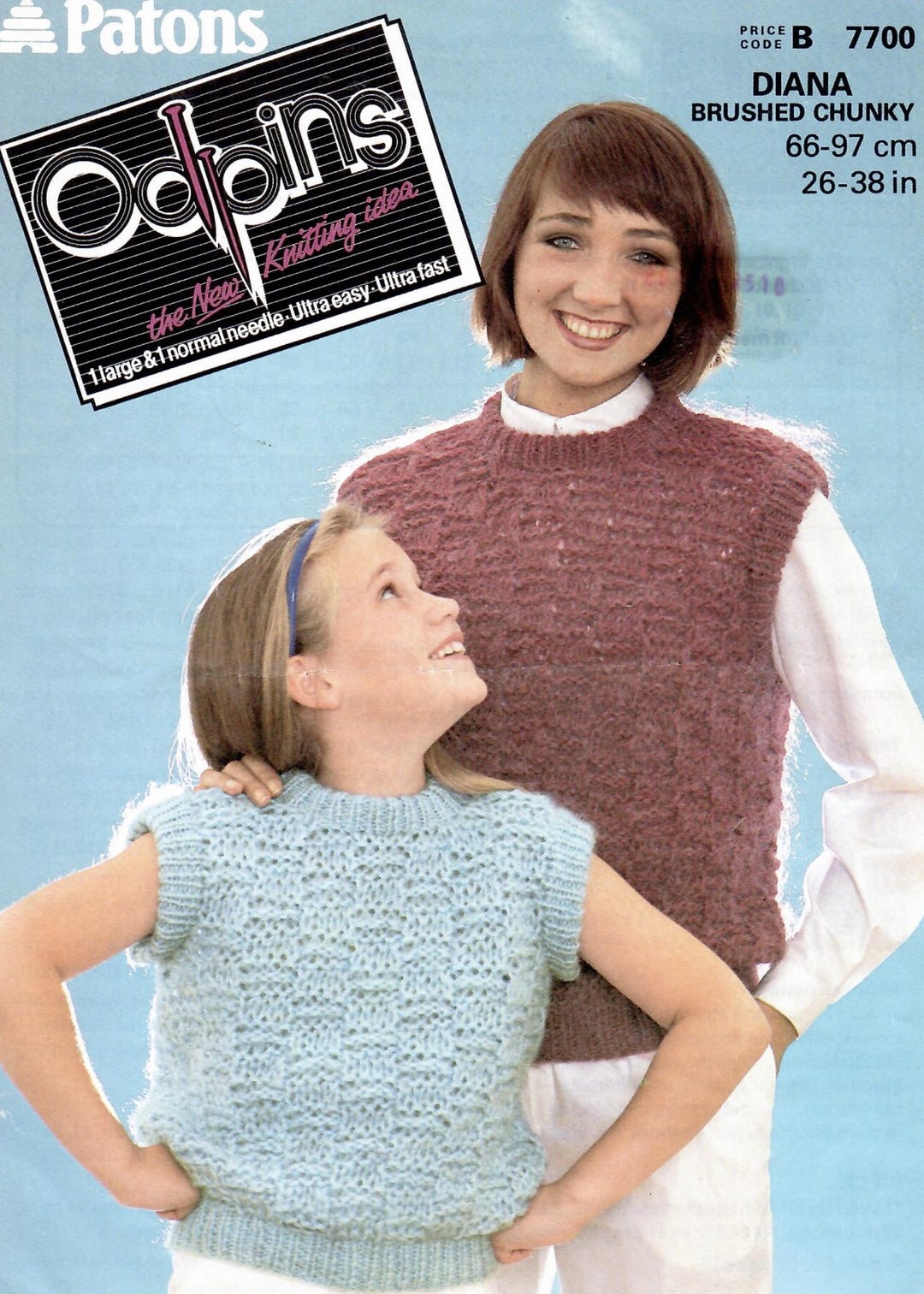 Vintage Knitting Pattern Ladies Girls Slipover Patons Chunky (PDF ...