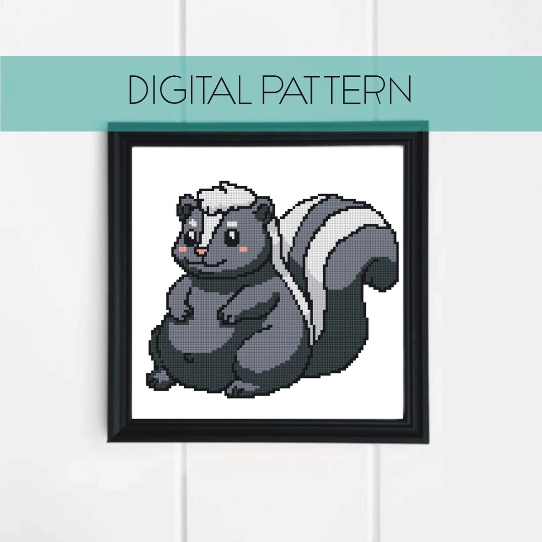 Funny Skunk Cross Stitch Pattern: Vermin Creature Pixel Art (PDF ...