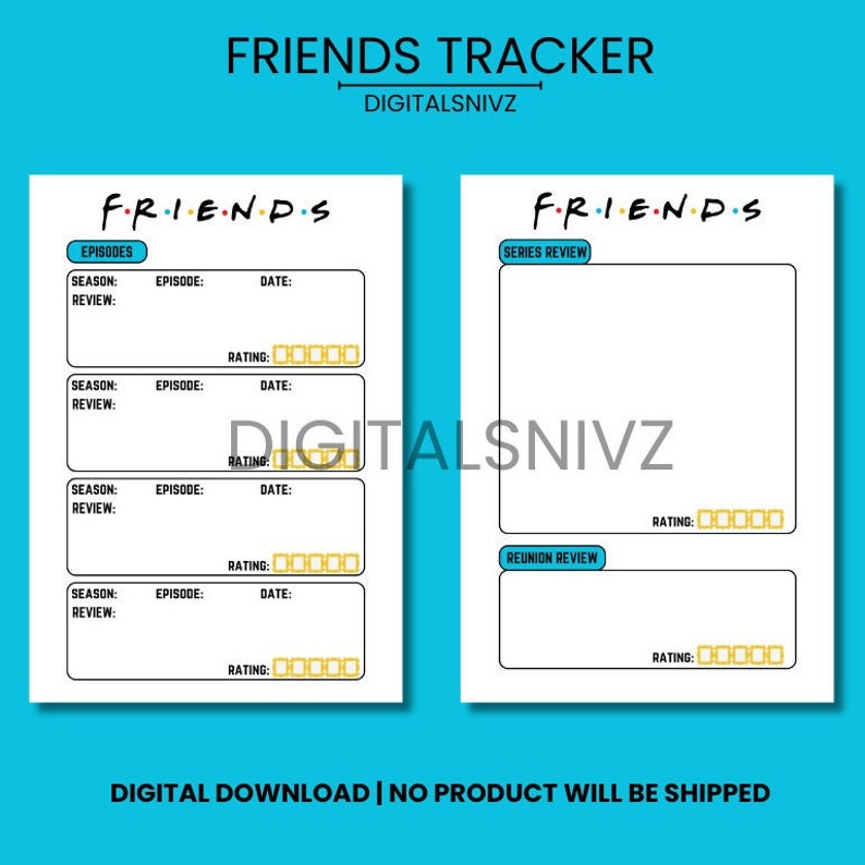 Friends Tv Show, Friends Printable, Friends Tv Show Tracker, Friends ...