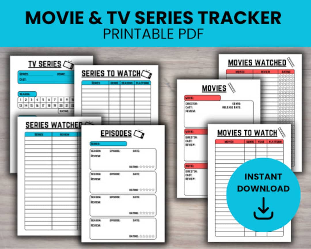 Movie Tracker, Tv Show Tracker, Printable Tv Series Journal, Movies and ...