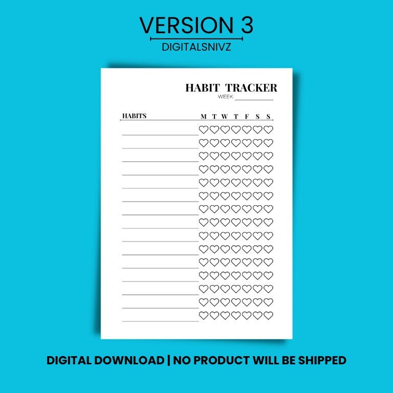 Weekly Habit Tracker, Printable Habit Tracker, A4 Tracker, A5 Tracker ...