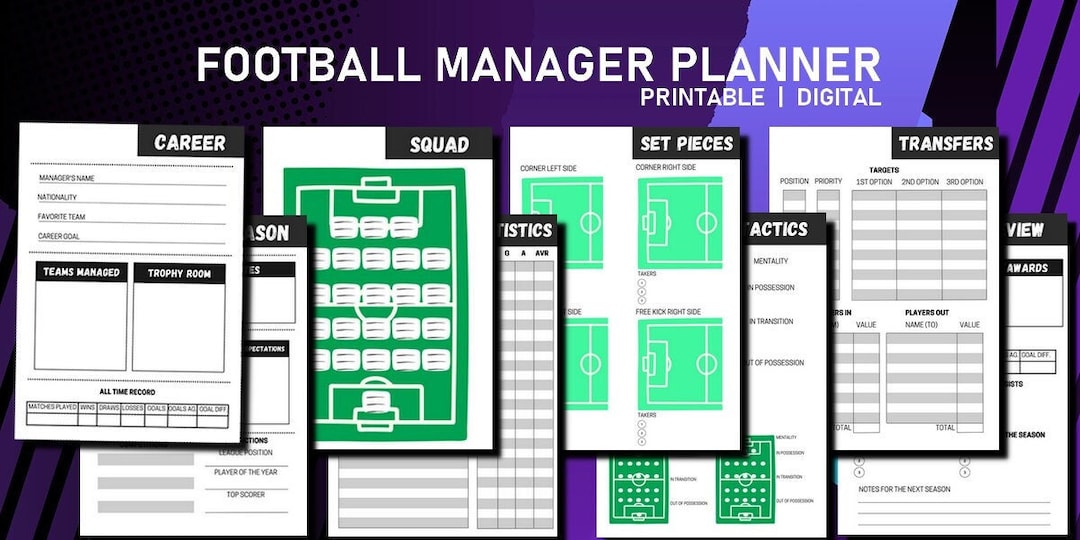 Football Manager Planner | Printable/digital Planner for Football ...