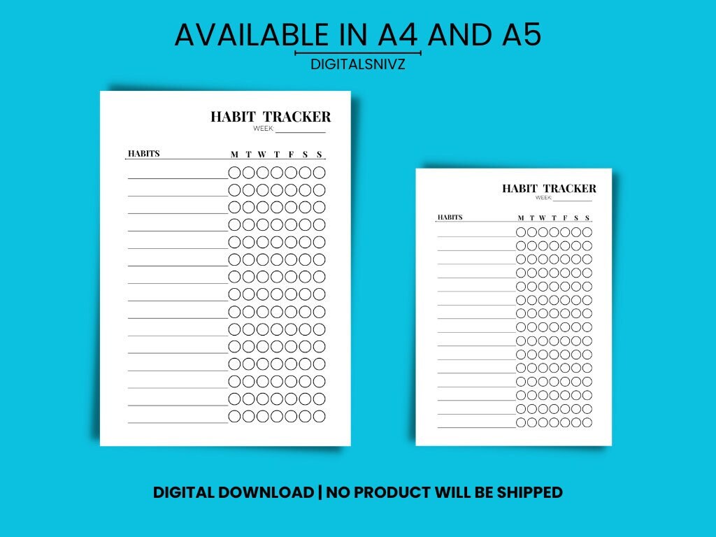 Weekly Habit Tracker, Printable Habit Tracker, A4 Tracker, A5 Tracker ...