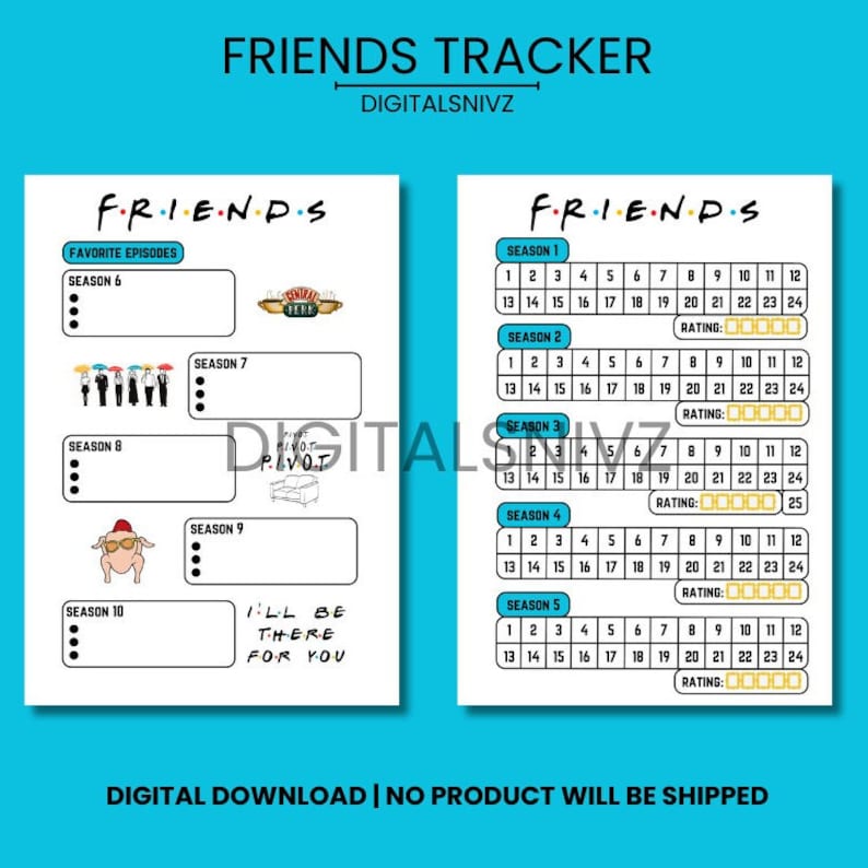 Friends Tv Show, Friends Printable, Friends Tv Show Tracker, Friends ...