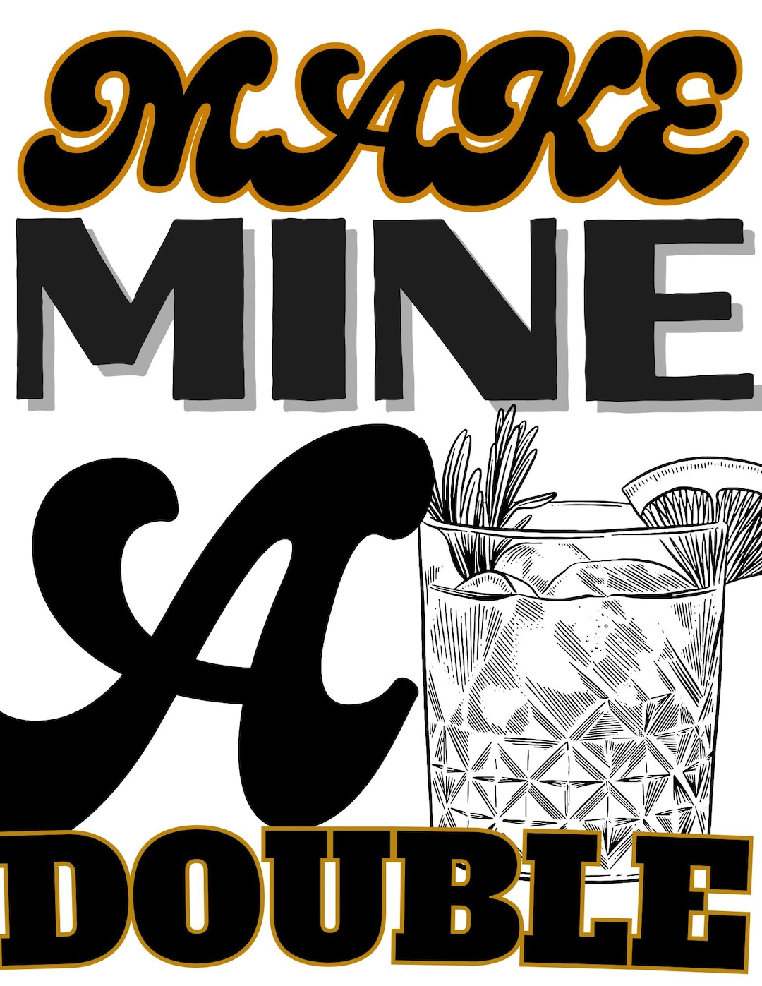 Make Mine A Double Drink Bar Art Wall - Etsy