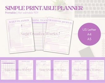 Minimalist Planner, Daily Planner, Weekly Planner, Monthly Planner, Simple Planner, Printable ...