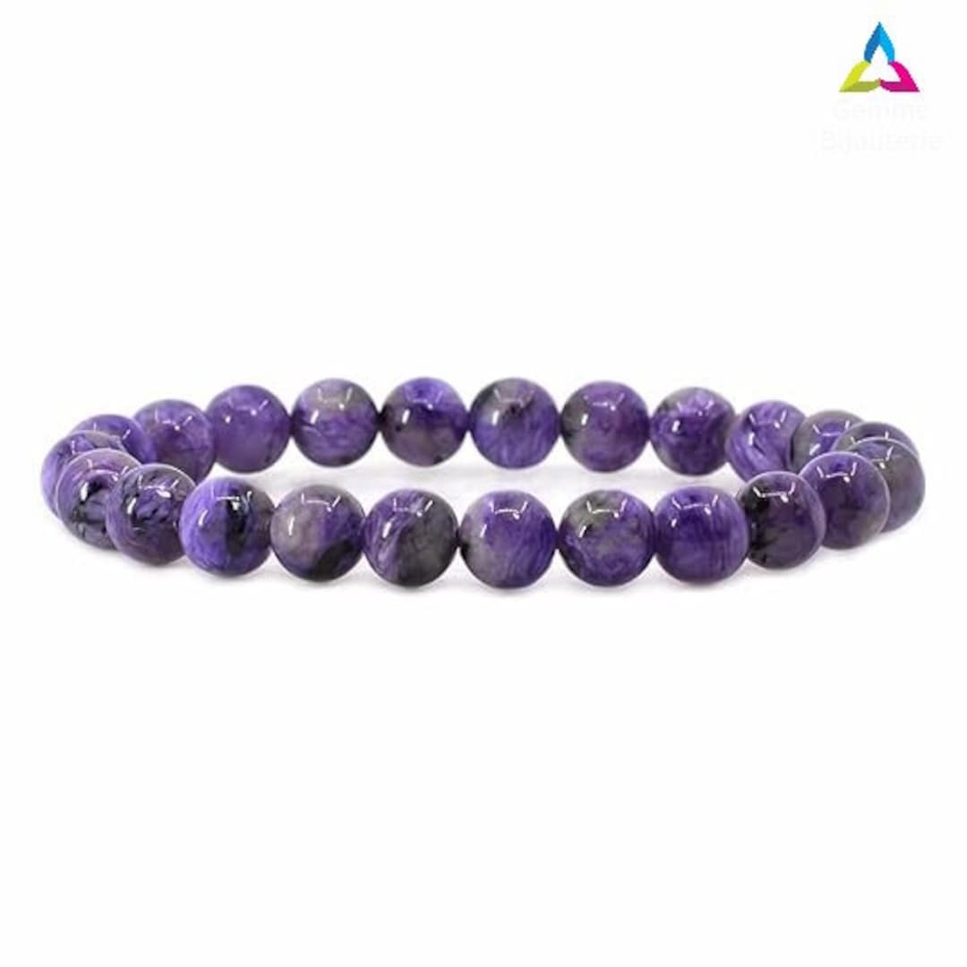 Purple Charoite Bracelet,aaa Grade Charoite,8mm Charoite Round Bead ...