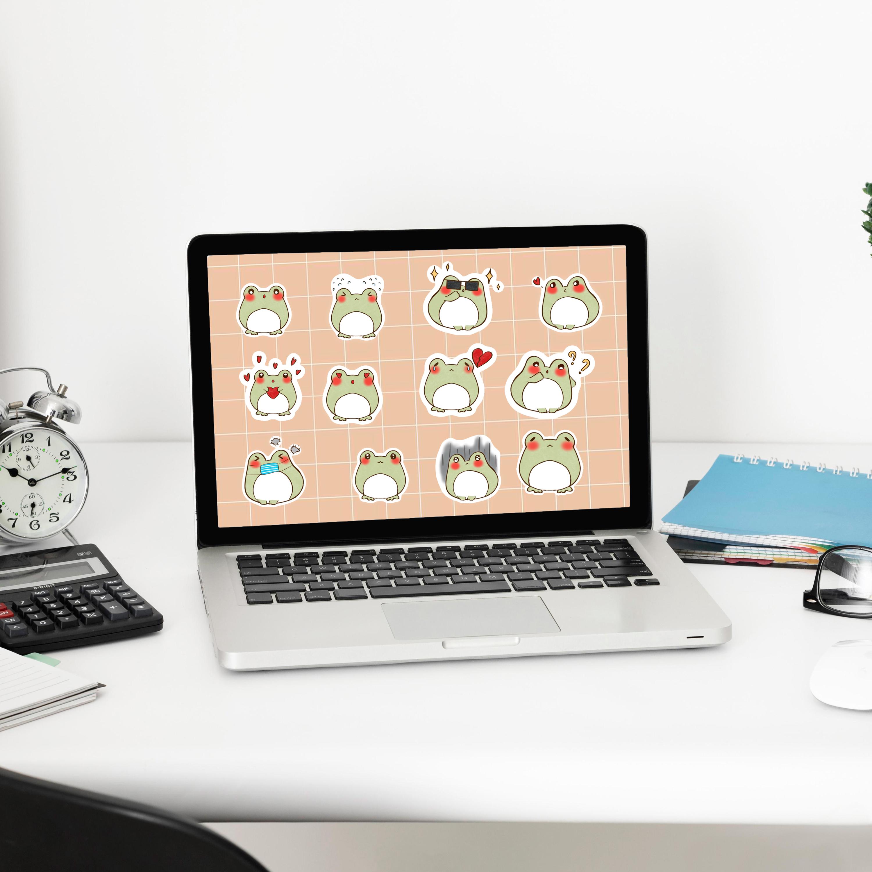 Cute Emoji Frog Digital Sticker Frog Digital Sticker 12PNG Files ...
