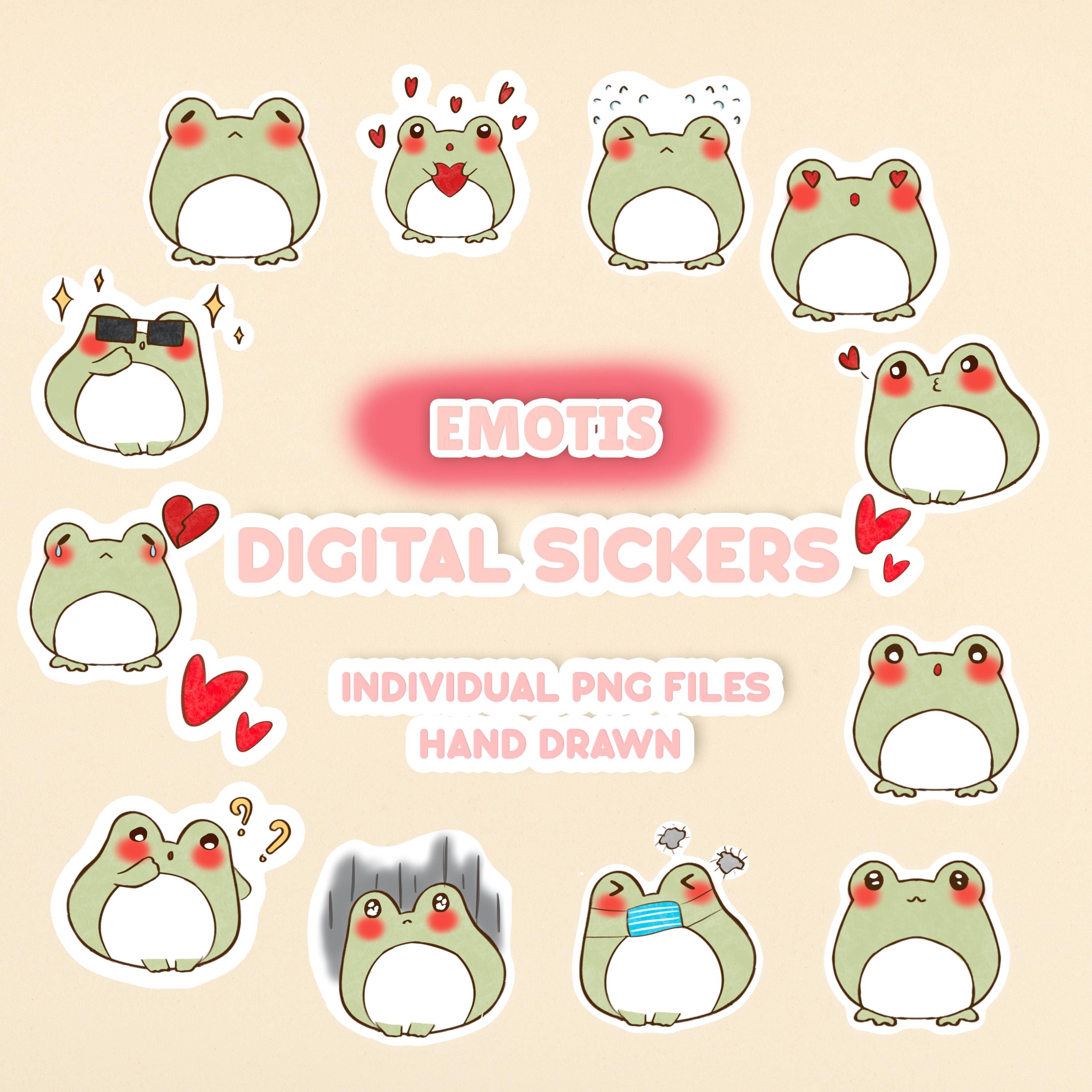 Cute Emoji Frog Digital Sticker Frog Digital Sticker 12PNG Files ...