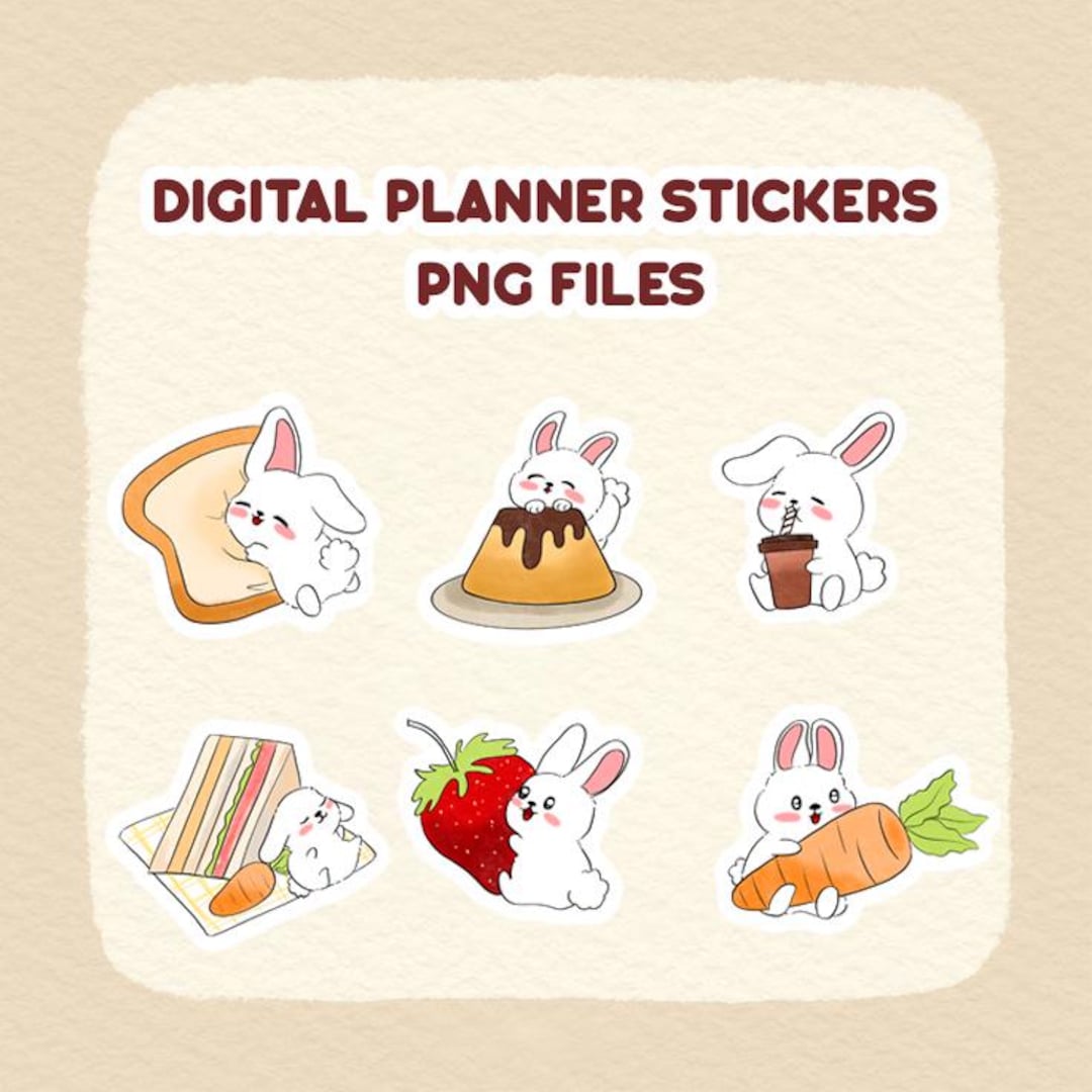 Cute Rabbit Digital Digital Planner Stickers Kawaii Rabbit Notes ...