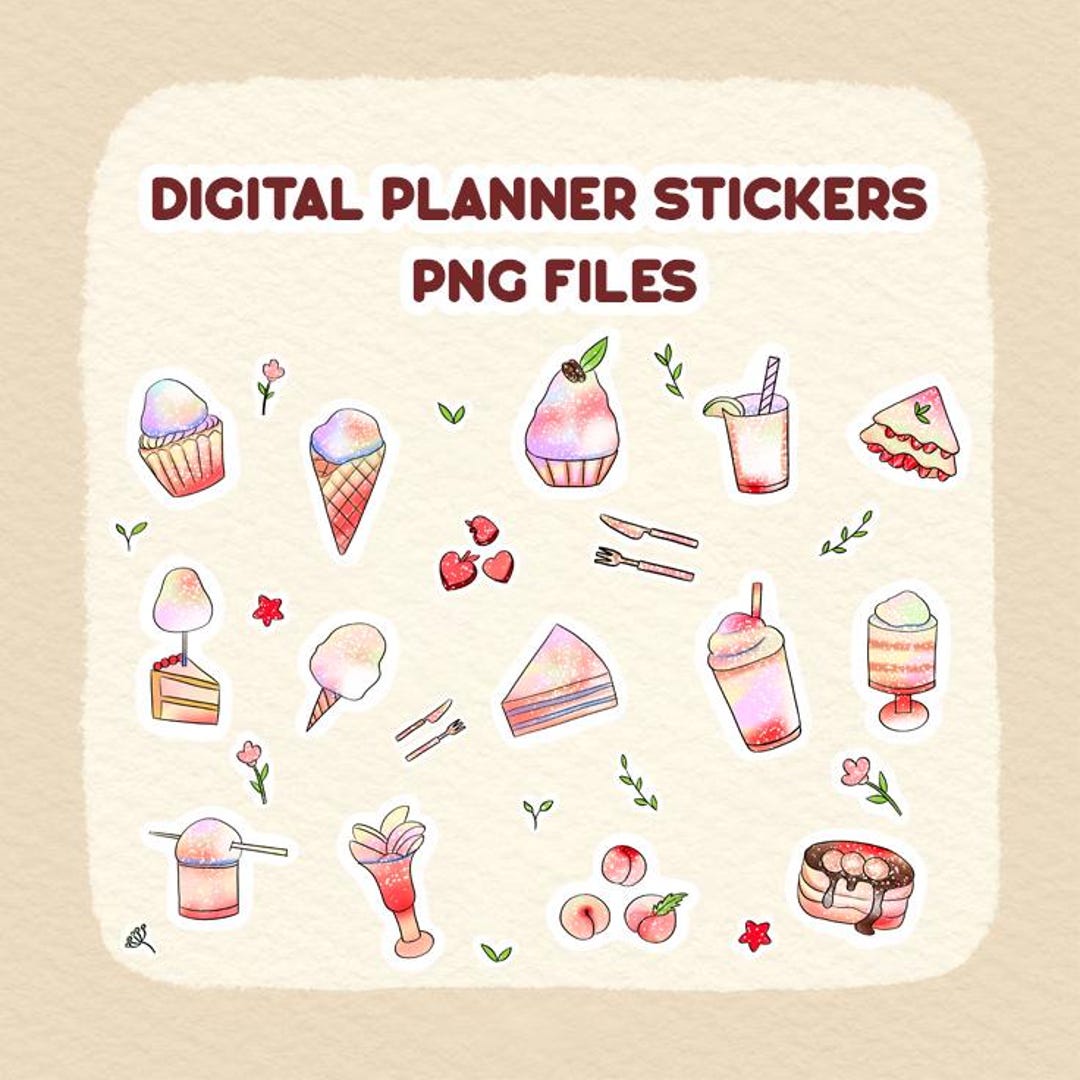 Food Cute Digital Sticker | Digital Planner Stickers | Kawaii Notes ...