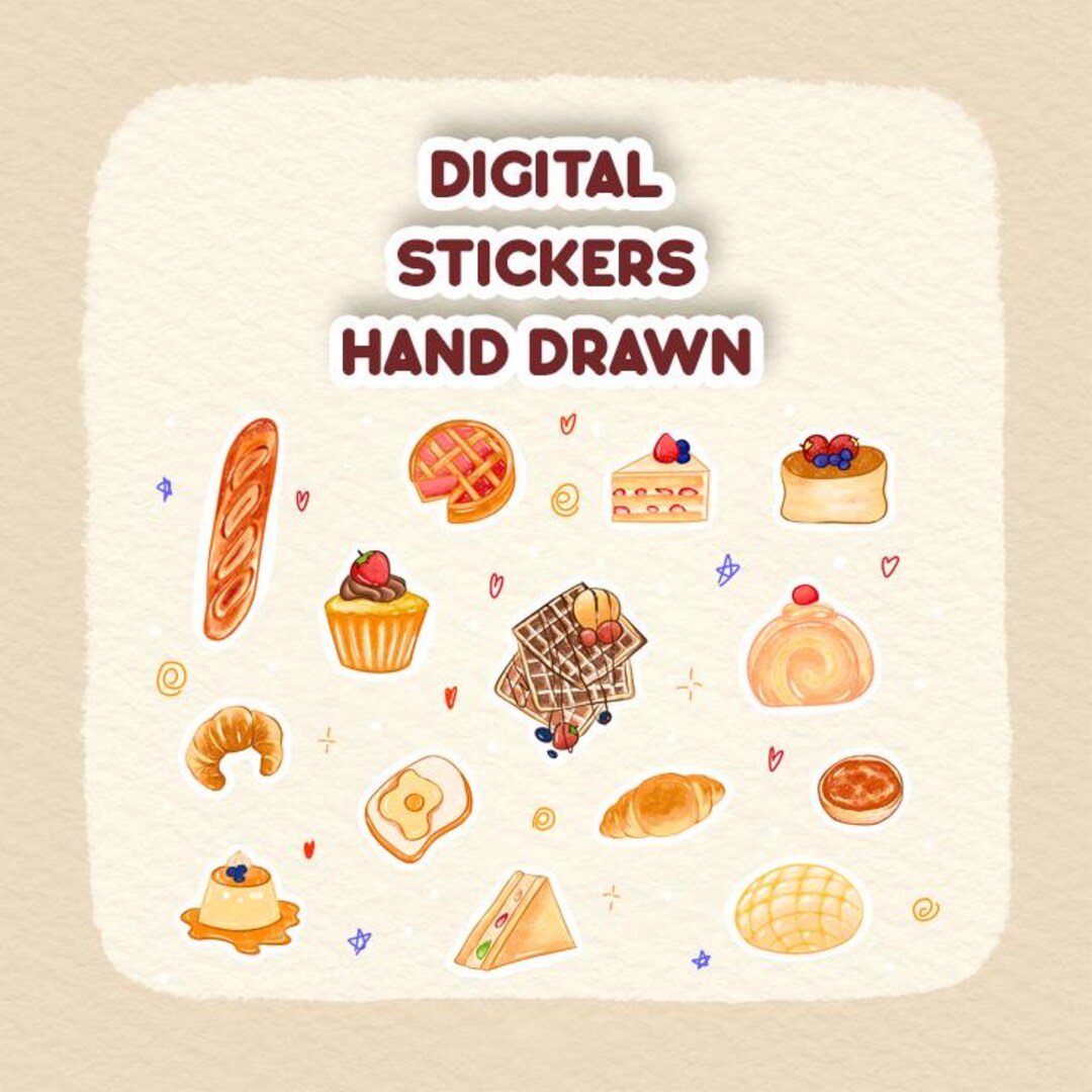 Sweet Food Digital Sticker | 14 PNG Files | Cute I Love Food Digital ...