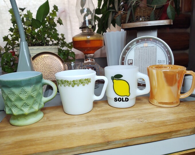 Vintage Milk Glass Mugs Mix and Match - Etsy