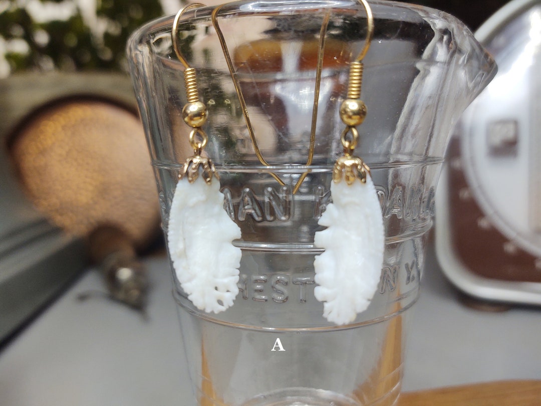 Handmade Otolith Fish Bone Earrings 24k Gold Ear Hooks - Etsy