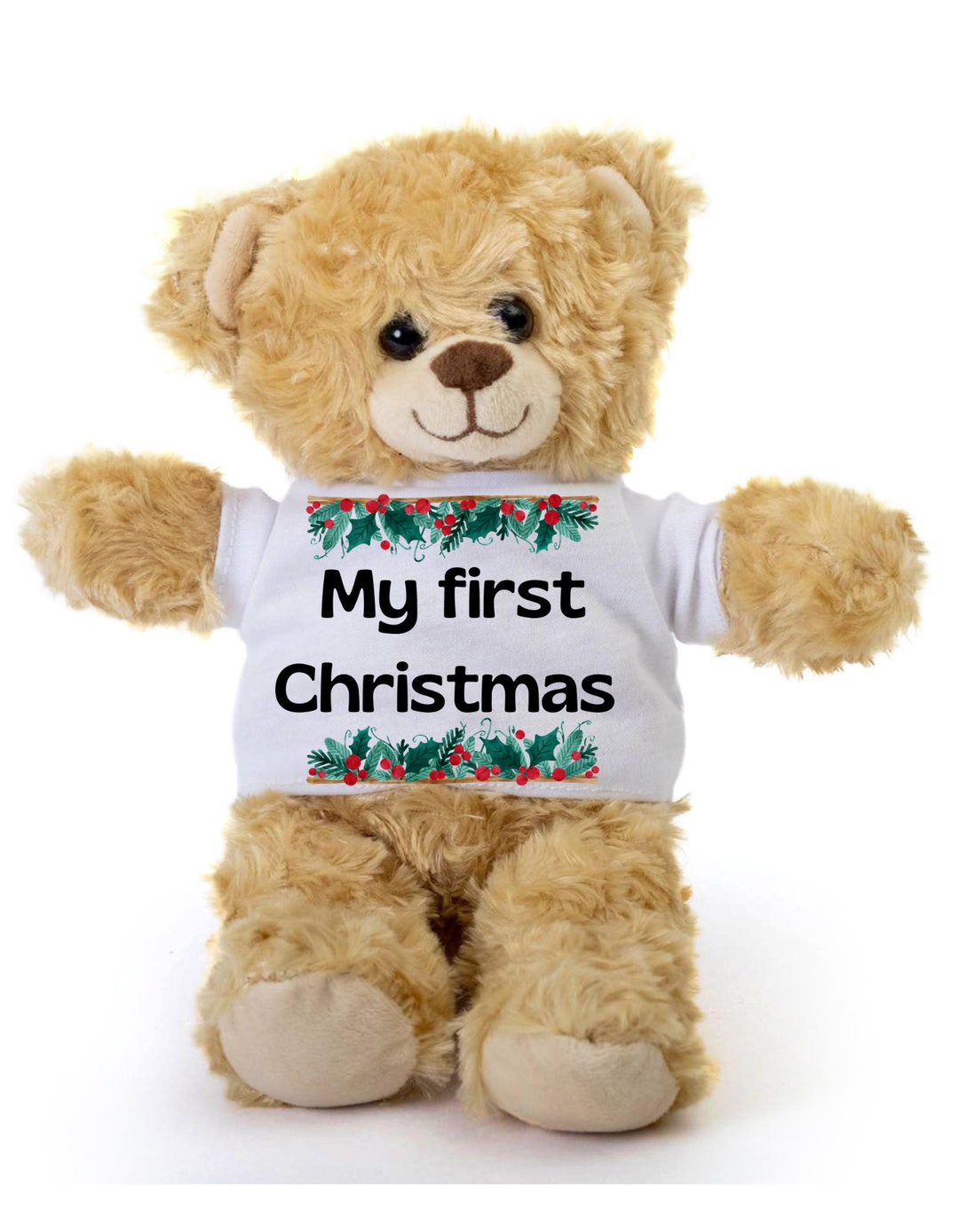 My First Christmas Plush Bear, Embroidered Paws, Baby Shower Gift - Etsy