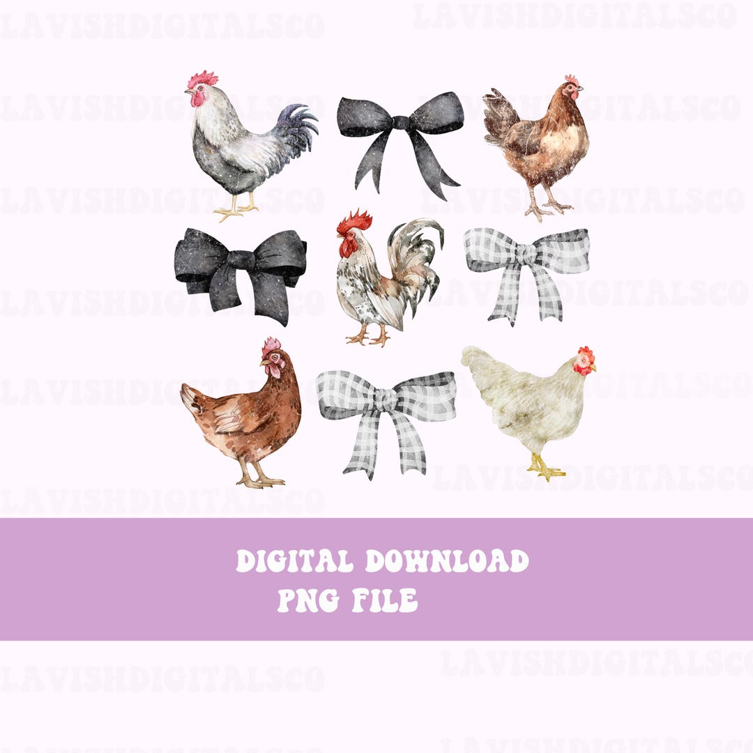 Coquette Chicken Png, Coquette Aesthetic, Buffalo Check Bow, Instant ...