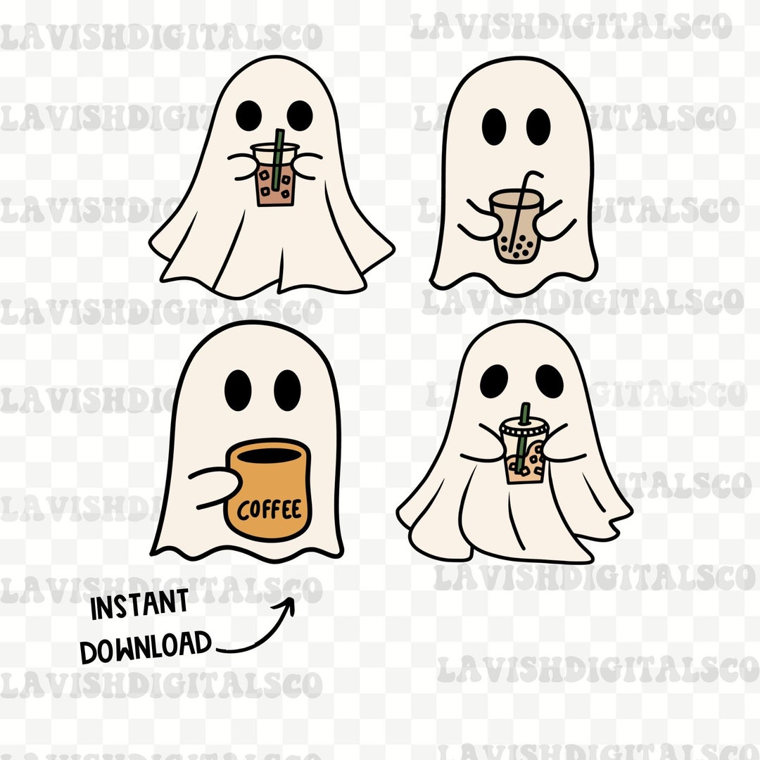 Ghost Drinking Coffee Png, Sublimation Design, Digital Download ...