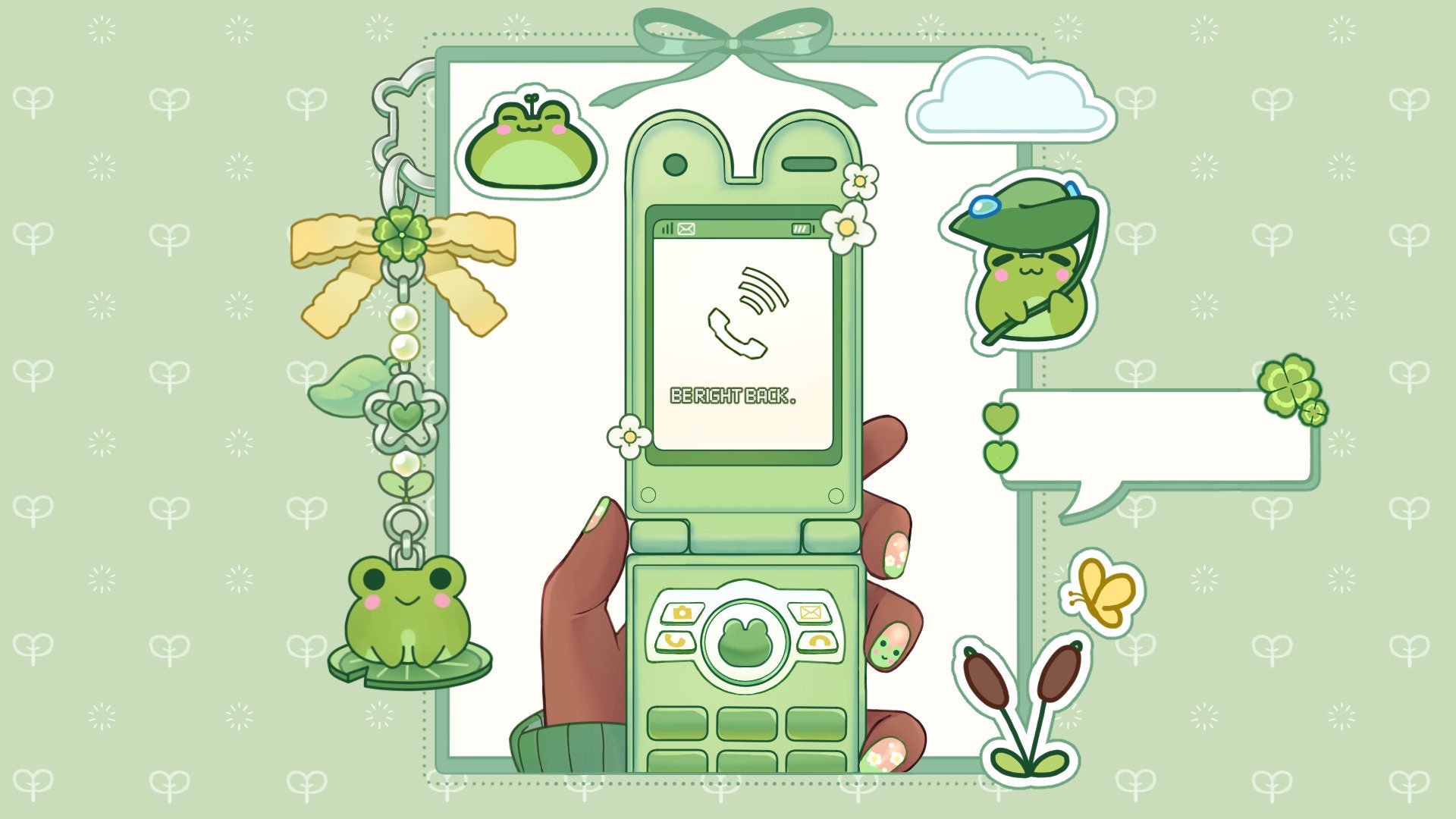 Animated Frog Themed Flip Phone Stream Overlay | Cottagecore | Pastel ...