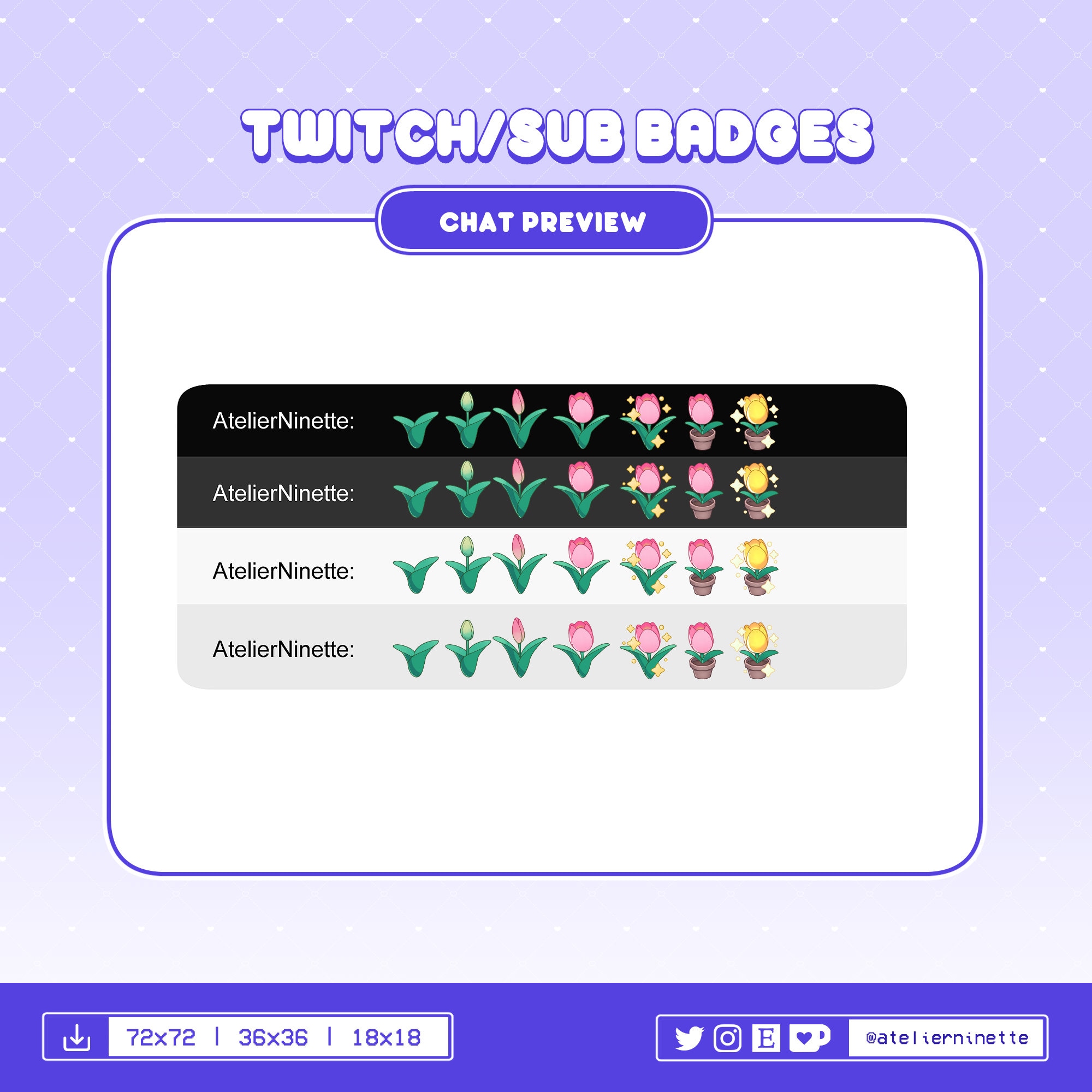 Twitch ACNH Tulip Progression Badges | Flowers | Cute | Kawaii | Animal Crossing | Bits ...