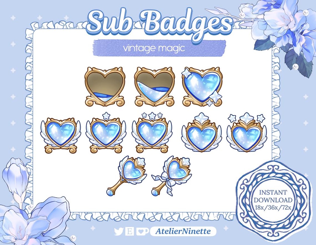 Vintage Magical Gem Sub Badges | Stream Emblems/badges | Jewel Badges ...