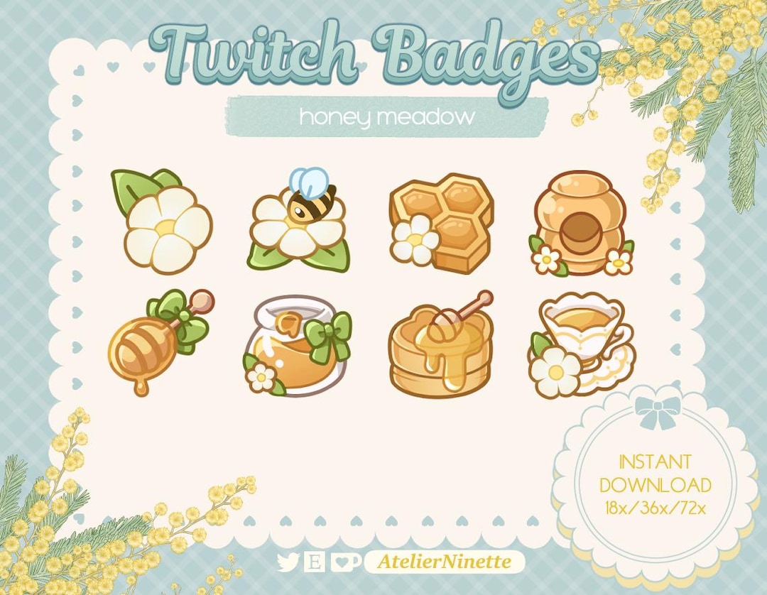 Subscription Badges - Honey Meadow | Cottagecore | Bits, Subs, Icons, Emblems | Discord ...