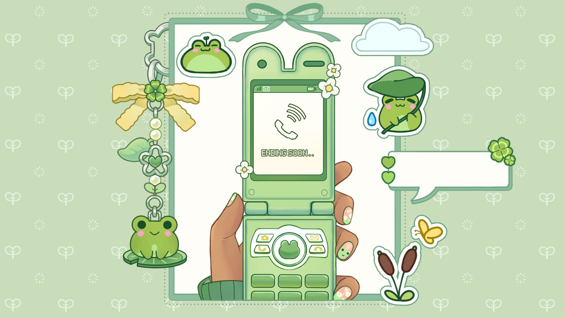 Animated Frog Themed Flip Phone Stream Overlay | Cottagecore | Pastel ...