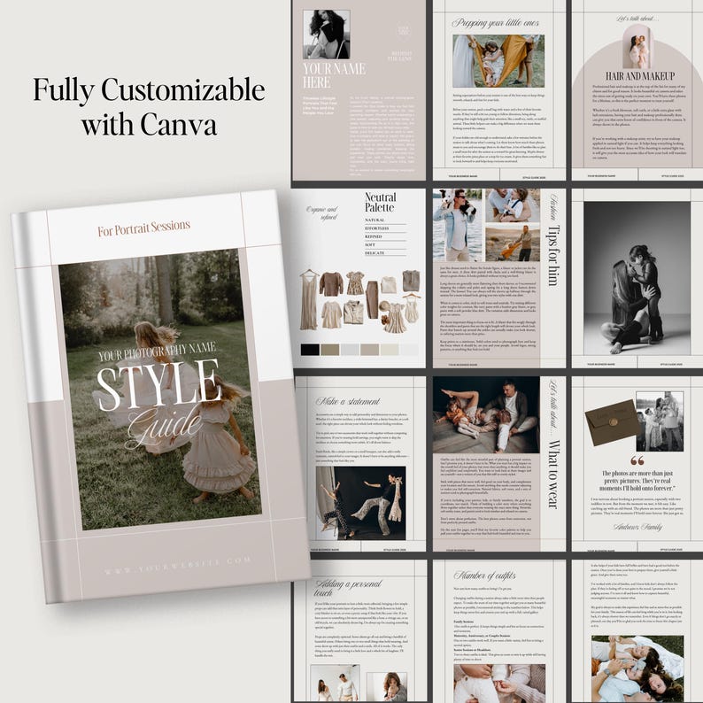 Family Portrait Style Guide Canva Template | Client Prep Guide for ...