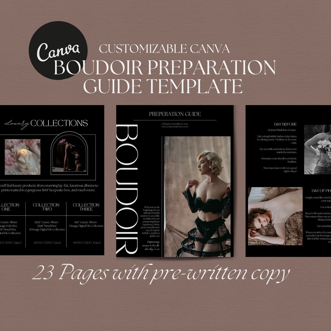 CANVA Boudoir Client Guide Template, Luxury Boudoir Style Guide, Photographer Magazine Template ...