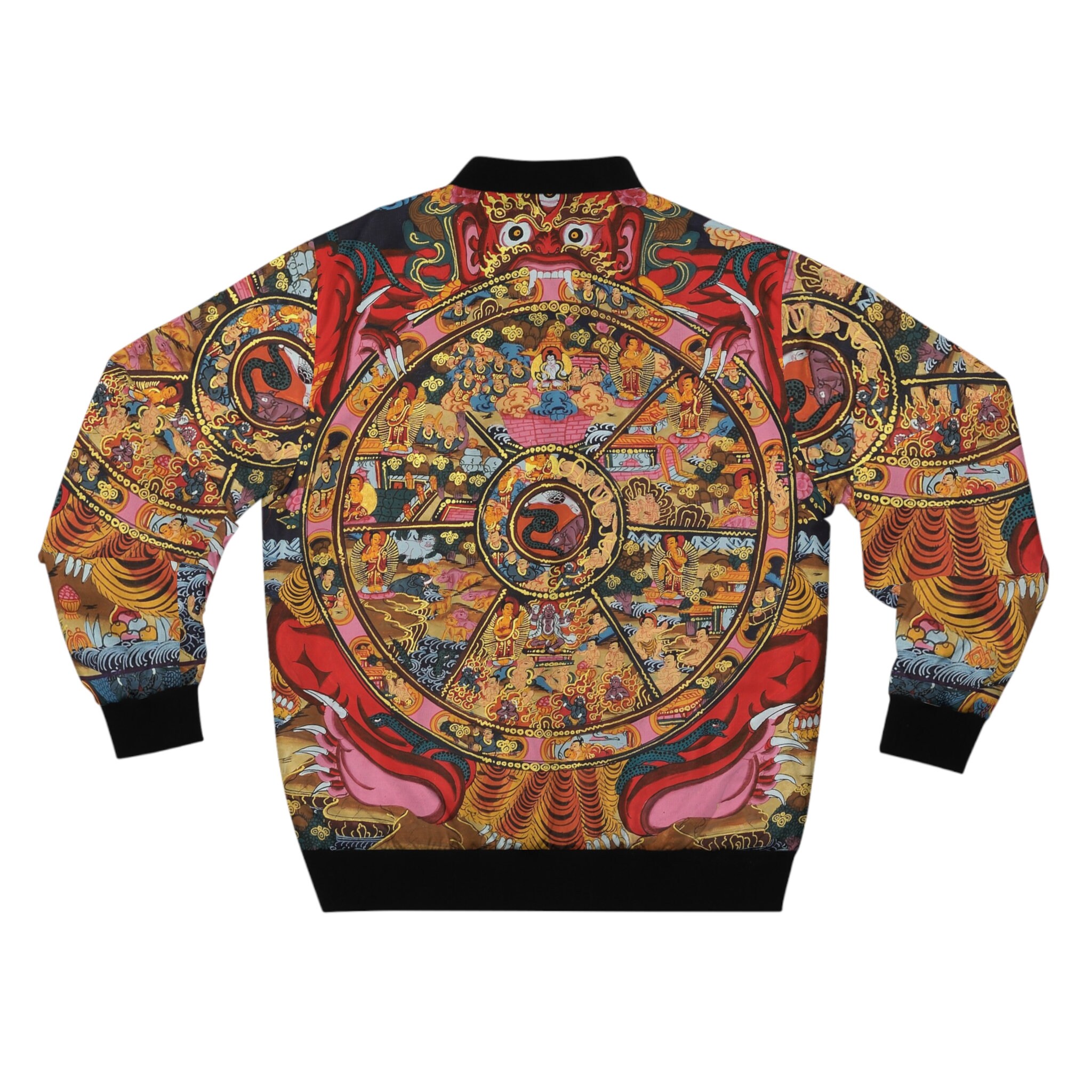 Wheel Of Life Samsara Buddhist Buddha Mandala Thangka Men's Bomber ...
