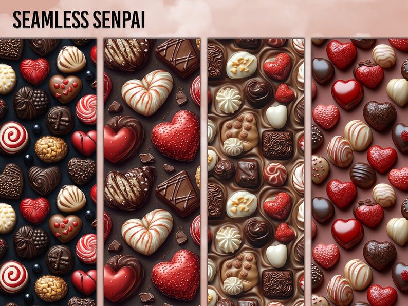 Valentine's Chocolate Seamless Pattern: Romantic Digital Paper (PNG) - Etsy