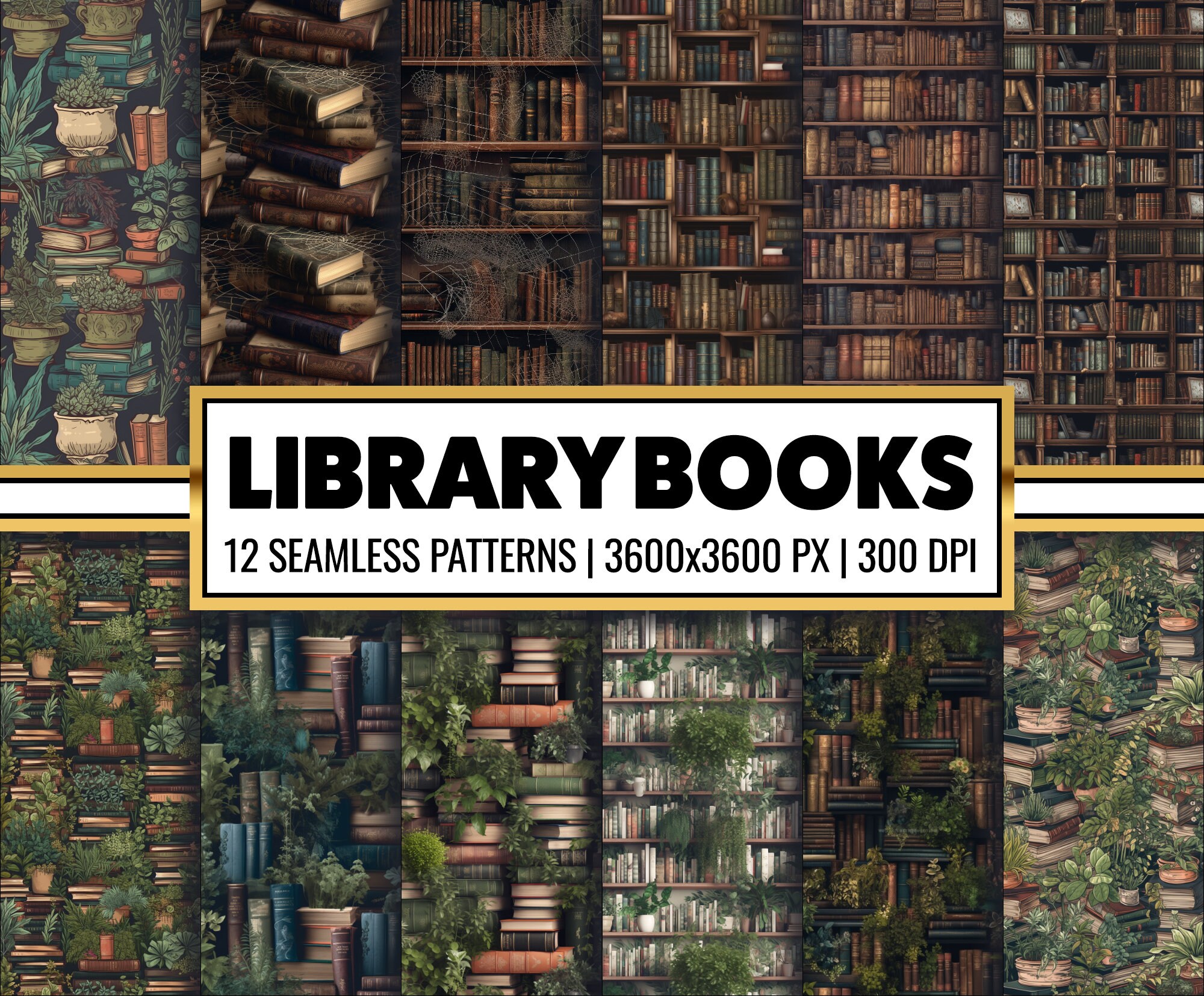 Library Books Digital Paper, Texture Backgrounds Printable Scrapbook ...