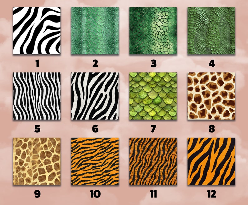Animal Print Digital Paper Safari Seamless Pattern Including Tigers ...